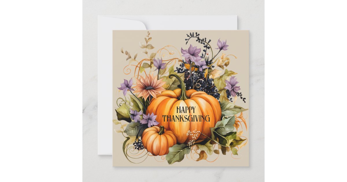 Custom Watercolor Happy Thanksgiving Card | Zazzle