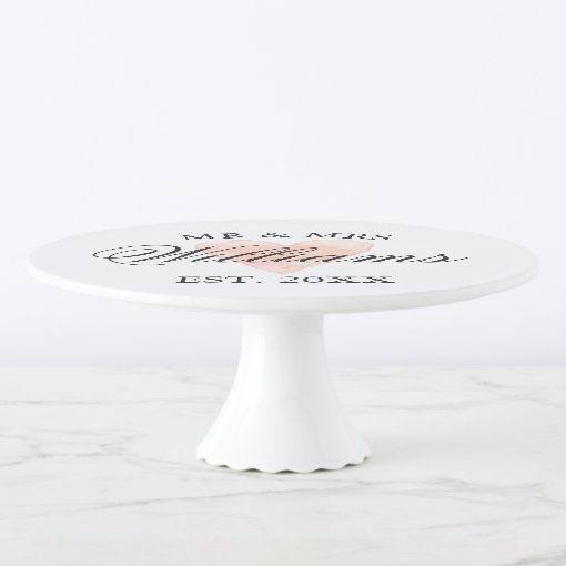 Custom watercolor heart wedding cake platter stand | Zazzle