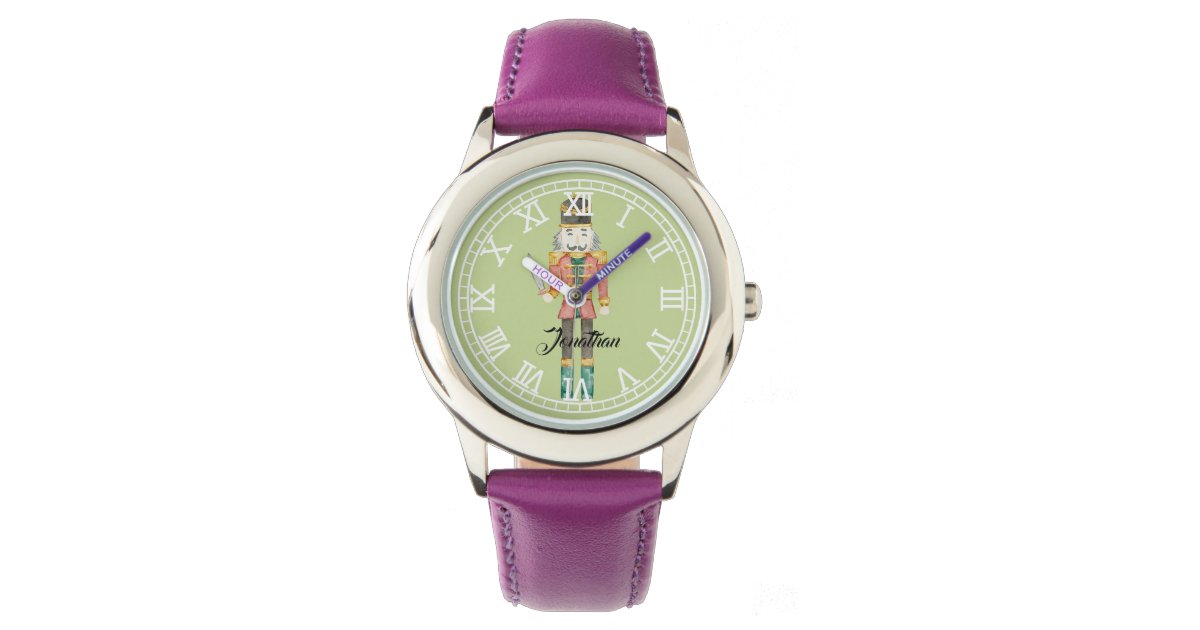 Custom watercolor Nutcracker artwork Greenery Watch | Zazzle