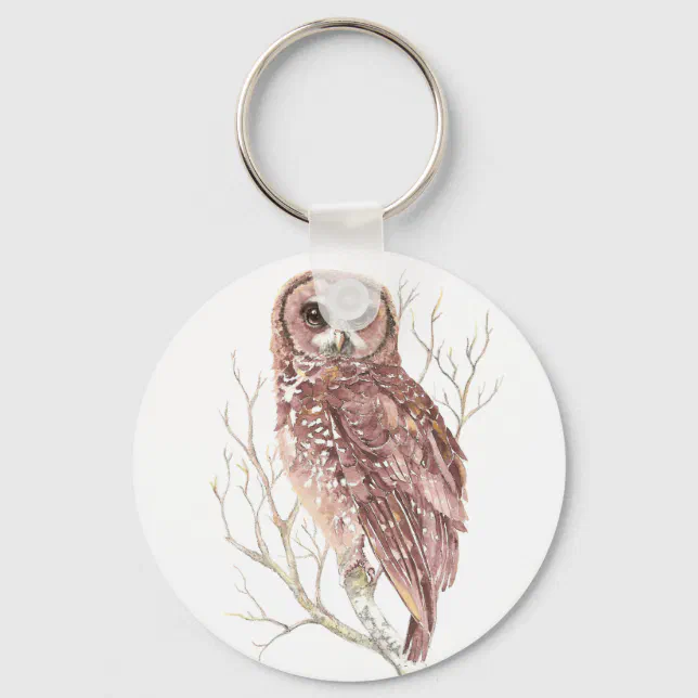 Custom Watercolor Owl, Bird, Nature, Wildlife Keychain | Zazzle