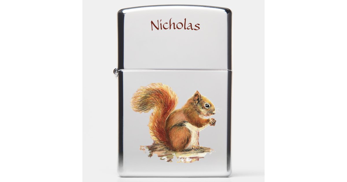 Custom Watercolor Red Squirrel Animal Wildlife Zippo Lighter | Zazzle