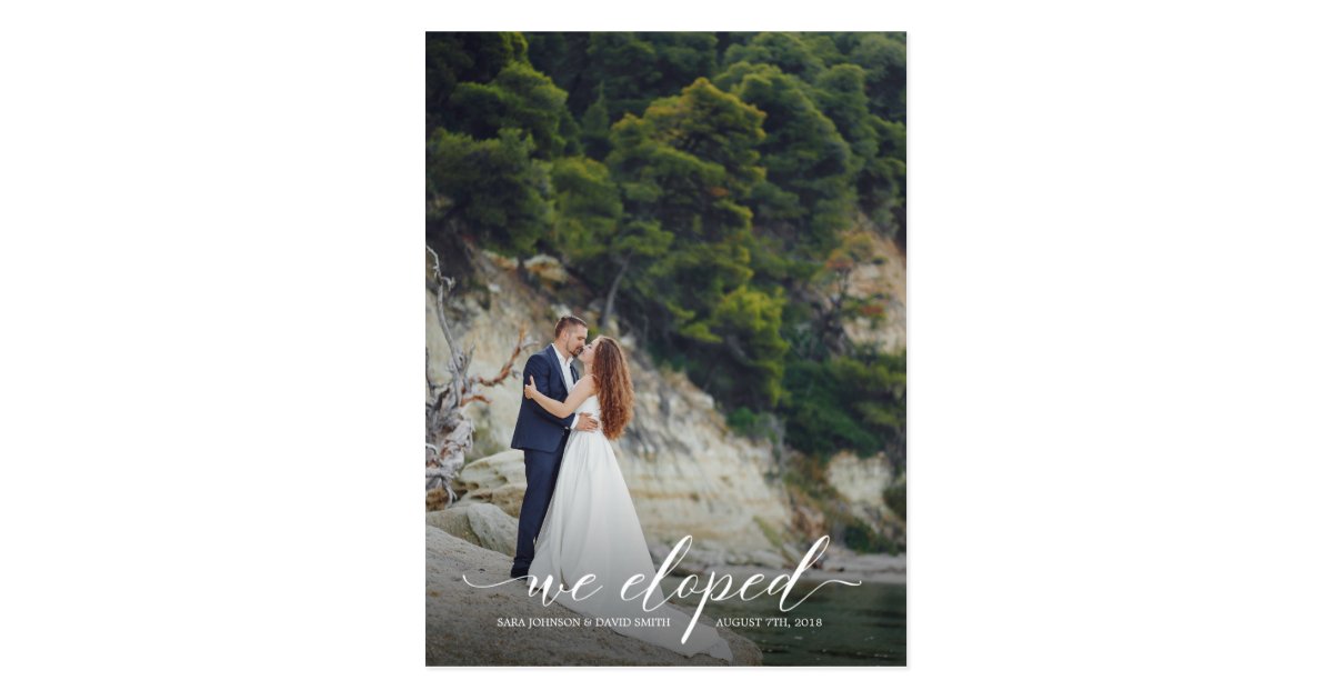 Custom We Eloped Elopement Announcement Postcard | Zazzle.com