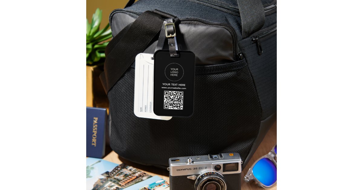 Custom Website Address Logo Scan Barcode QR Code Luggage Tag | Zazzle