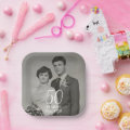 custom wedding anniversary photo modern paper plates | Zazzle