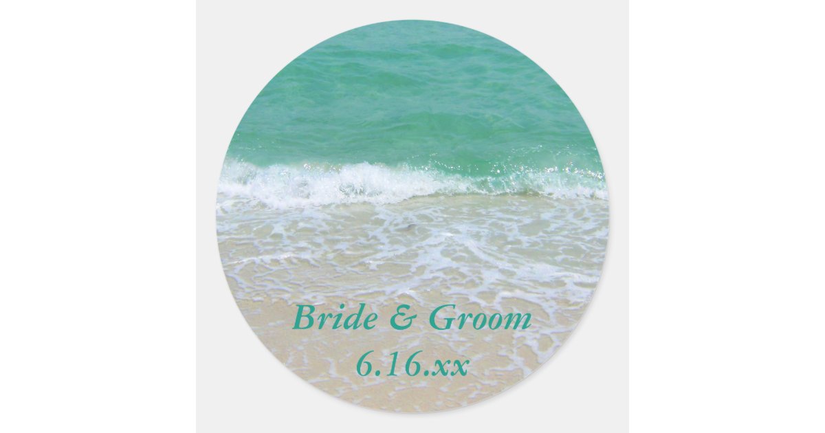 Custom Wedding Beach Favor Stickers | Zazzle