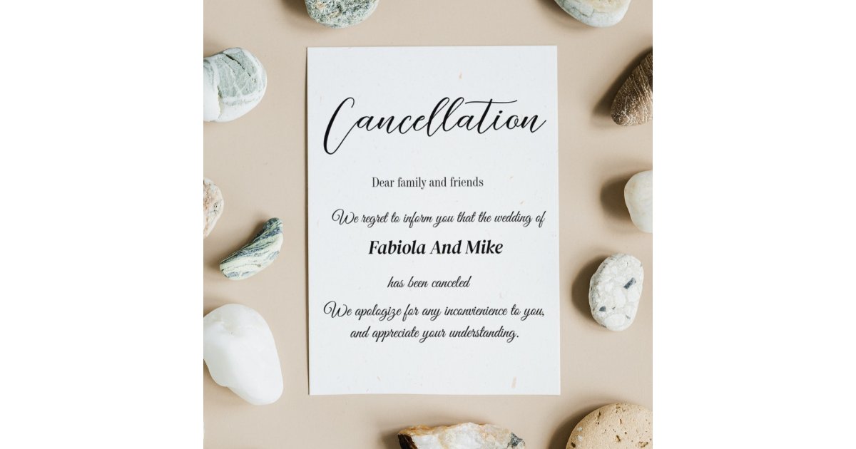 Custom wedding cancellation announcement card | Zazzle