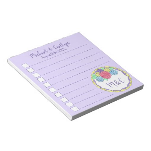 Custom Wedding Checklist Purple Floral Cake Favor Notepad | Zazzle