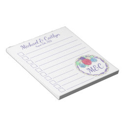 Custom Wedding Checklist Purple Floral Cake Favor Notepad | Zazzle