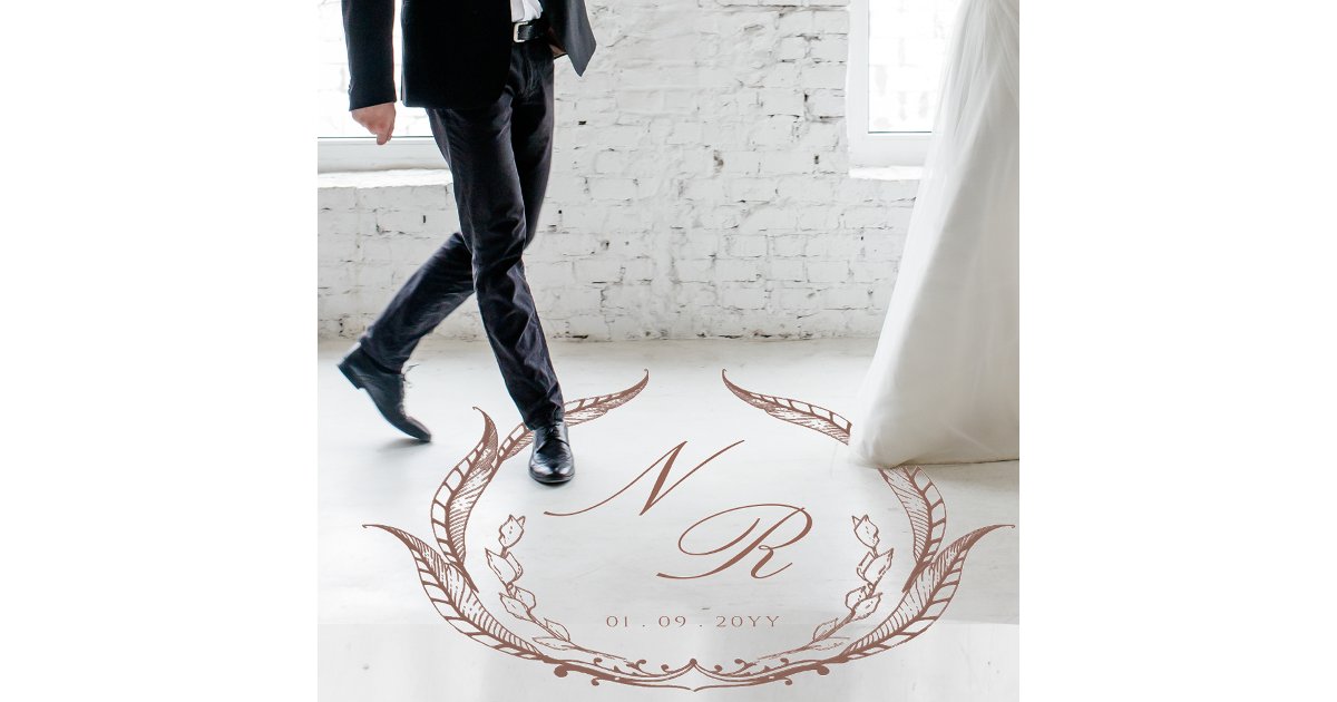 Custom Wedding Floor Script Monogram Terracotta Floor Decals | Zazzle