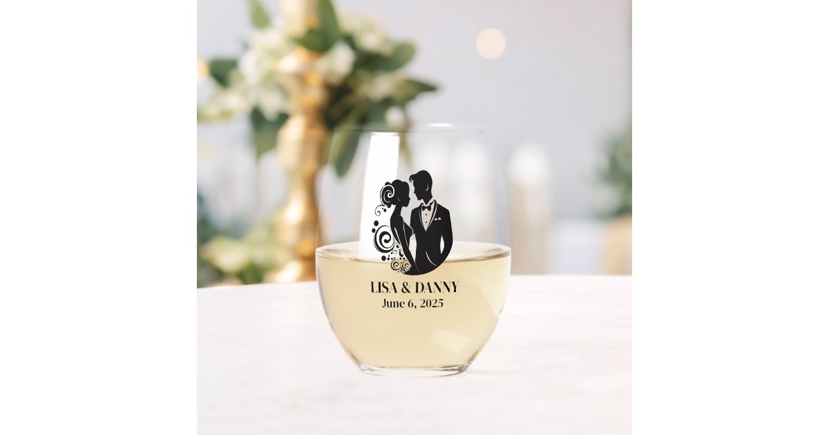 Custom Wedding Glassware Stemless Wine Glass | Zazzle