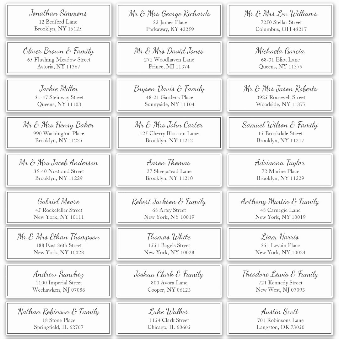 Custom Wedding Guest Black Border Address Label | Zazzle