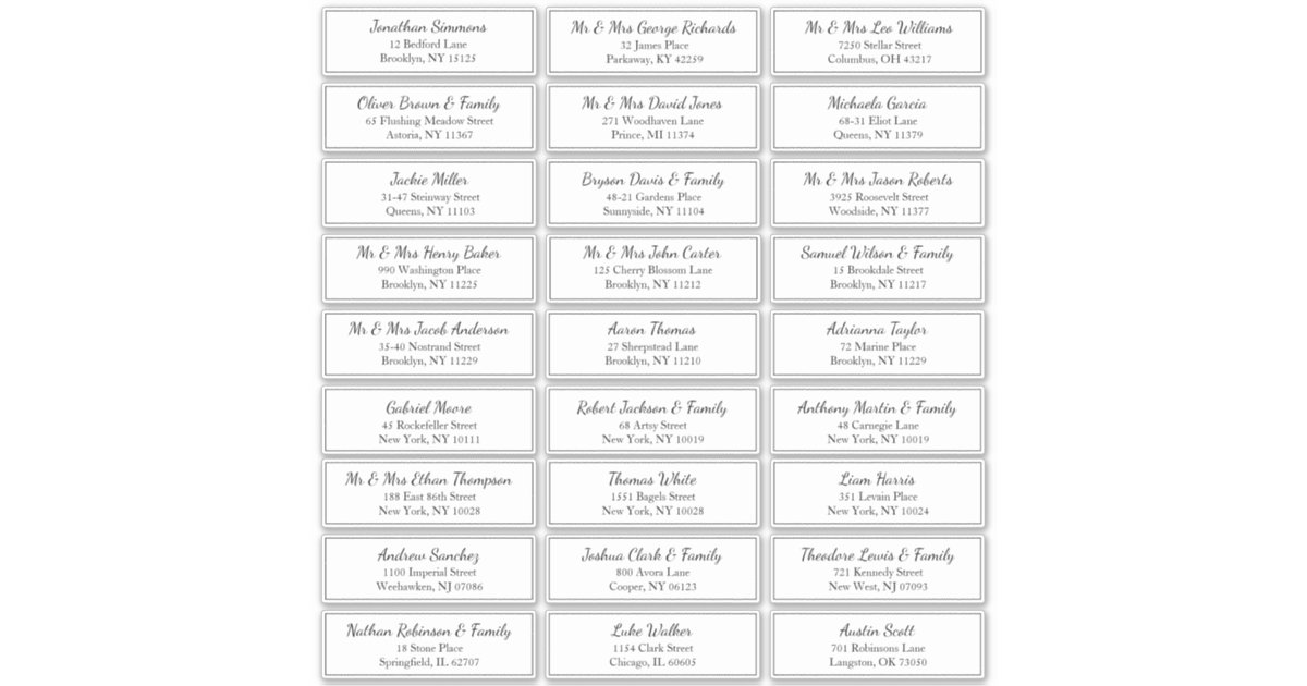 Custom Wedding Guest Black Border Address Label | Zazzle