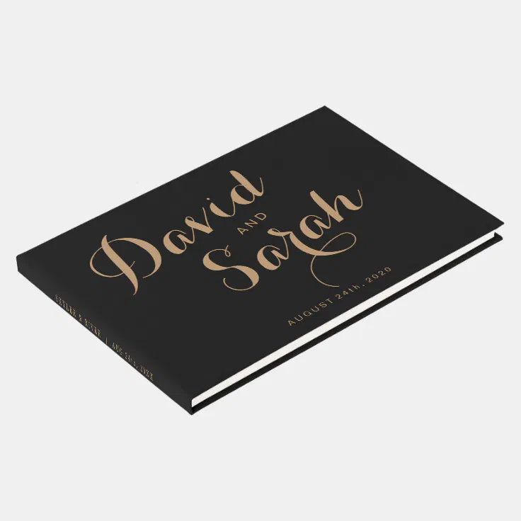 Custom Wedding Guest Book With Fancy Script Font | Zazzle