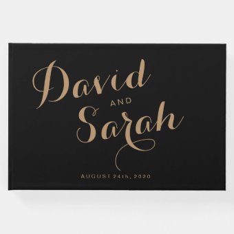 Custom Wedding Guest Book With Fancy Script Font | Zazzle