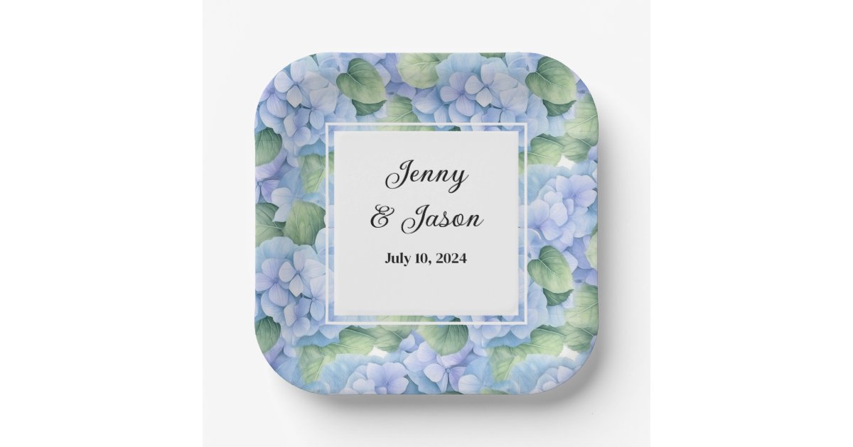 Custom Wedding Hydrangea Paper Plates | Zazzle