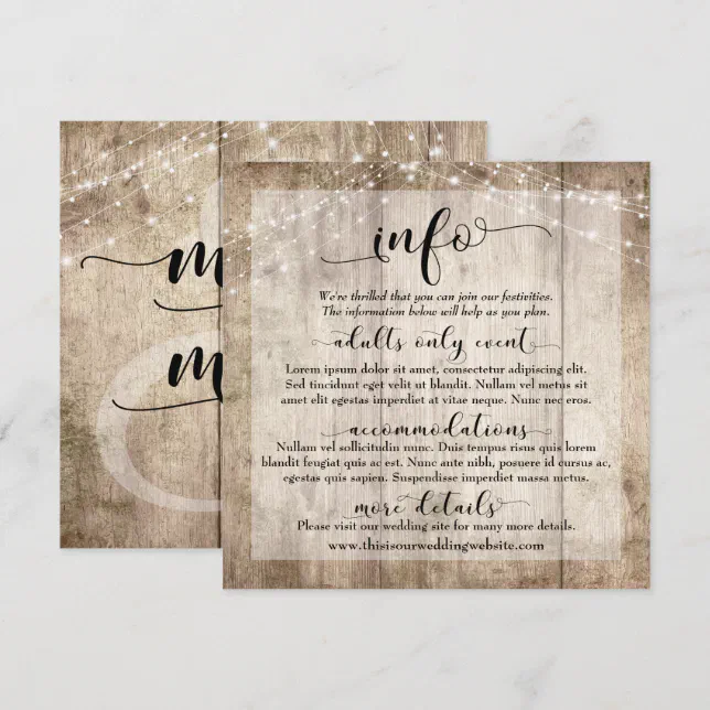 Custom Wedding Info Card | Zazzle