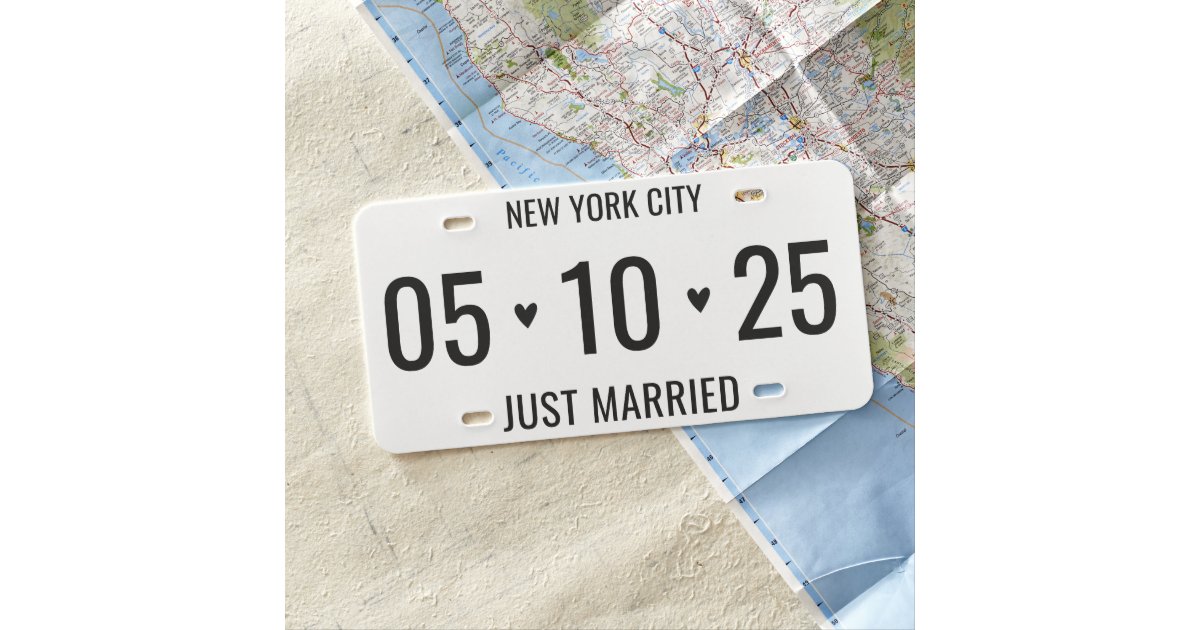 Custom Wedding License Plate Just Married | Zazzle