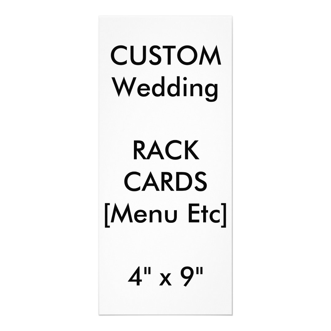 Custom Wedding Menu & Program Cards 9"x4" Vertical | Zazzle