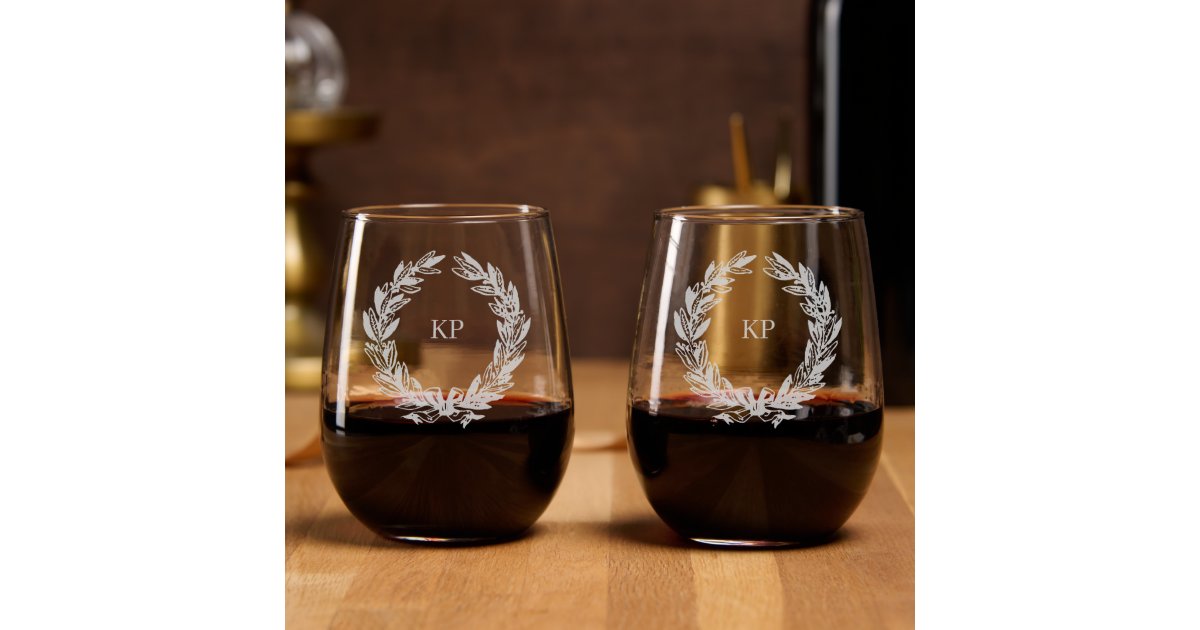Custom Wedding Monogram Name Etched Glassware | Zazzle