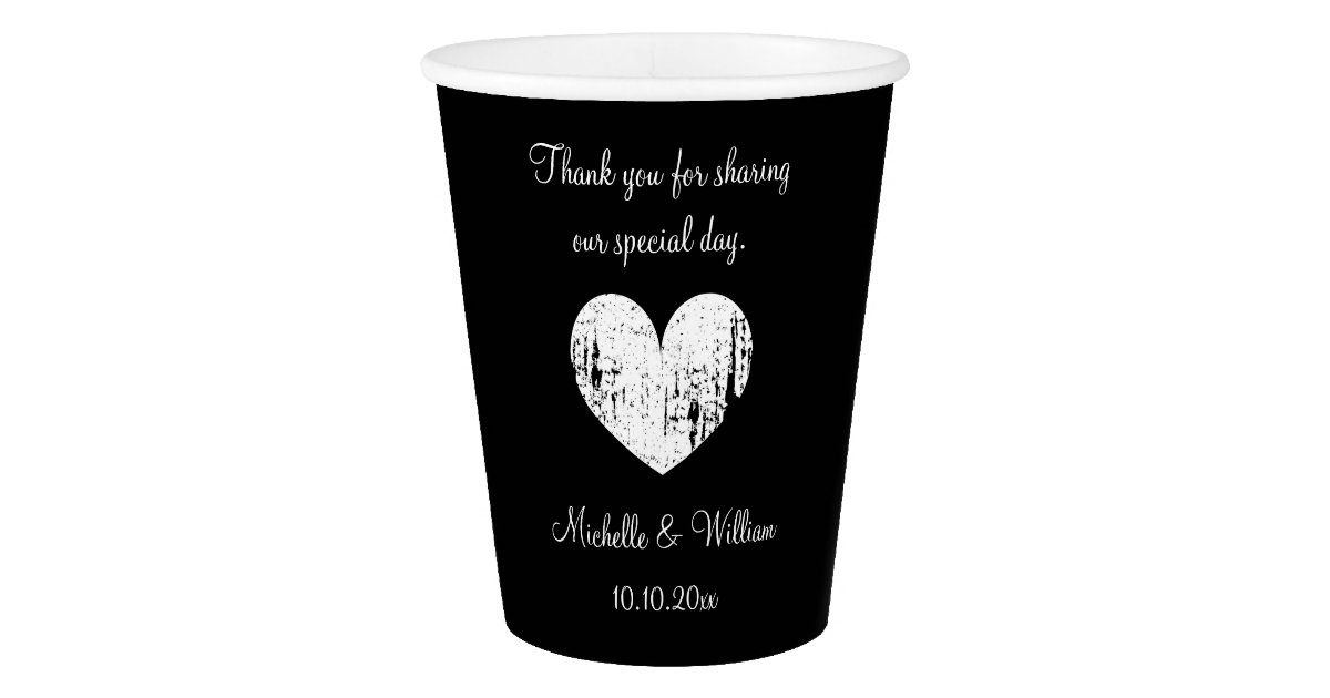 Custom wedding monogram vintage heart paper cups | Zazzle