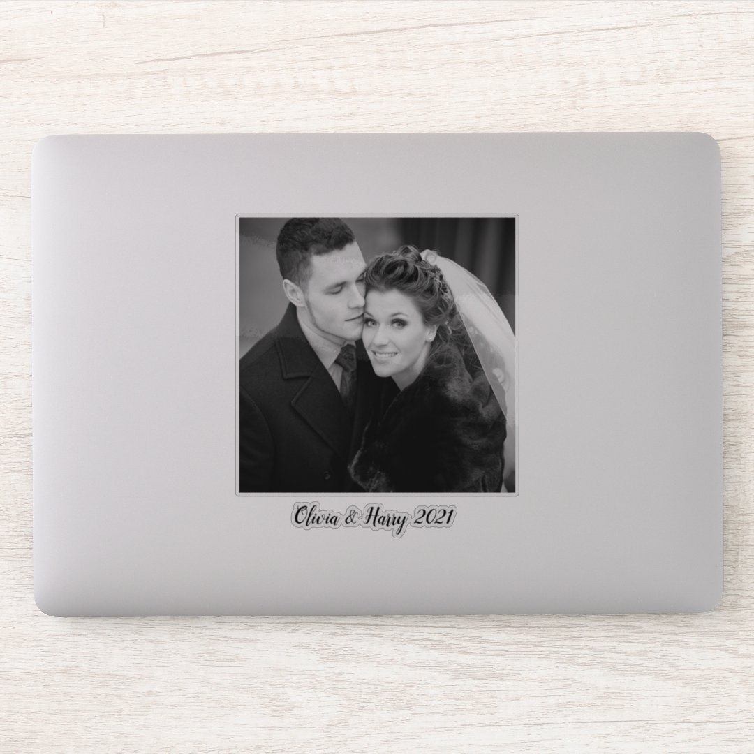 Custom Wedding Photo Contour Sticker | Zazzle