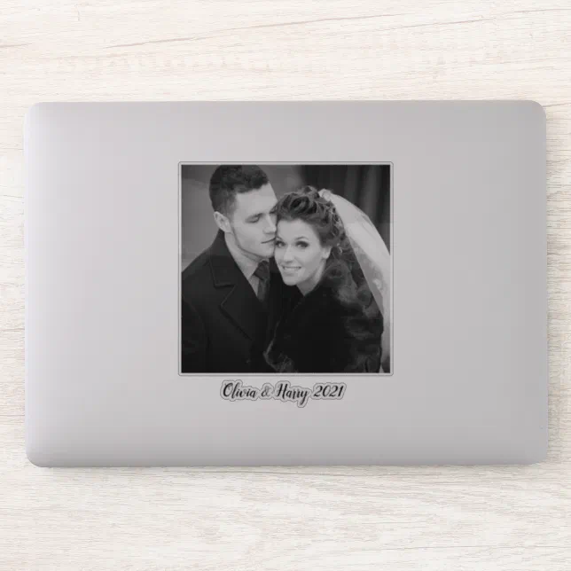 Custom Wedding Photo Contour Sticker | Zazzle