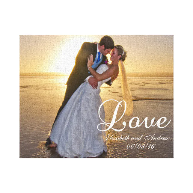Custom Wedding Photo Love Name Canvas Print | Zazzle