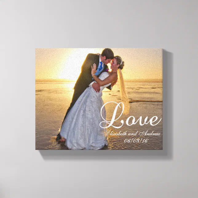 Custom Wedding Photo Love Name Canvas Print | Zazzle