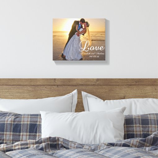 Custom Wedding Photo Love Name Canvas Print | Zazzle