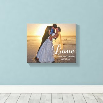 Custom Wedding Photo Love Name Canvas Print | Zazzle