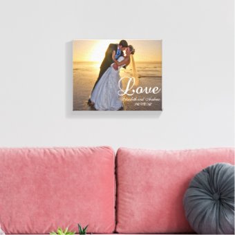 Custom Wedding Photo Love Name Canvas Print | Zazzle