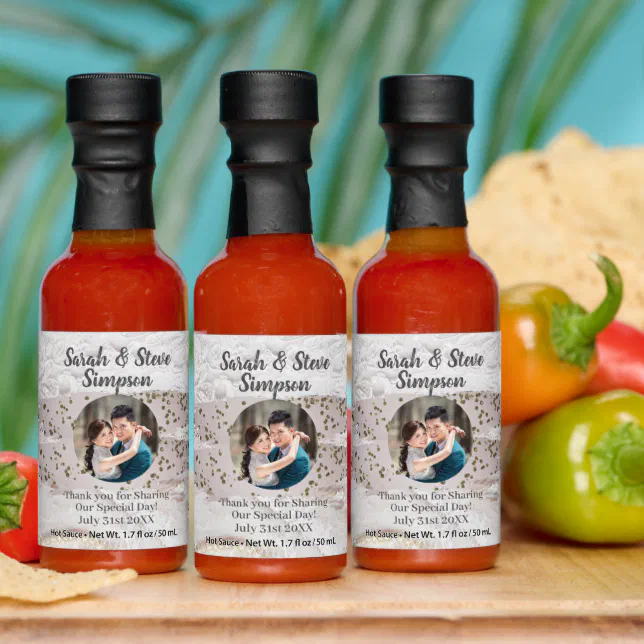 Custom Wedding Photo Memorabilia Bride Groom Favor Hot Sauces | Zazzle
