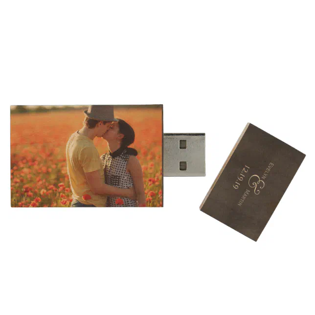 Custom Wedding Photo Monogram USB Flash Drive | Zazzle