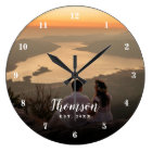 Custom Family Photo Overlay Monogrammed Square Wall Clock | Zazzle.com