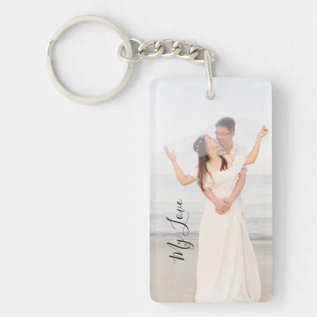 Custom wedding photo my love keychain | Zazzle