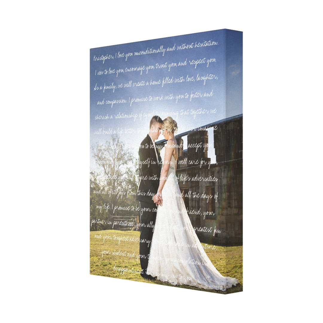Custom Wedding Photo & Vows Canvas Print | Zazzle