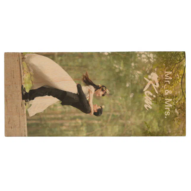 Custom Wedding Photo with Monogram USB Flash Drive | Zazzle