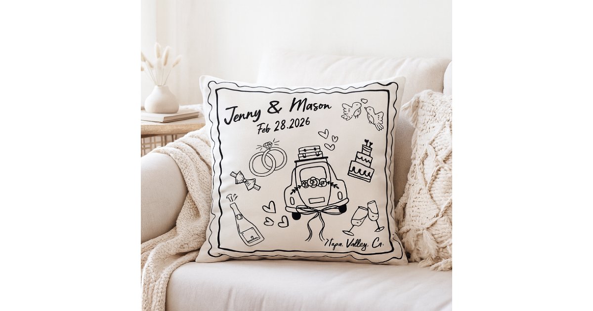 Custom Wedding Pillow Cover – Personalized Couple | Zazzle