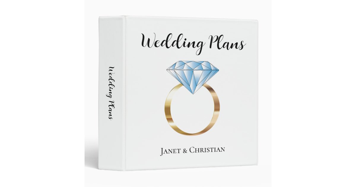Custom Wedding Plans Diamond Ring Planning 3 Ring Binder | Zazzle