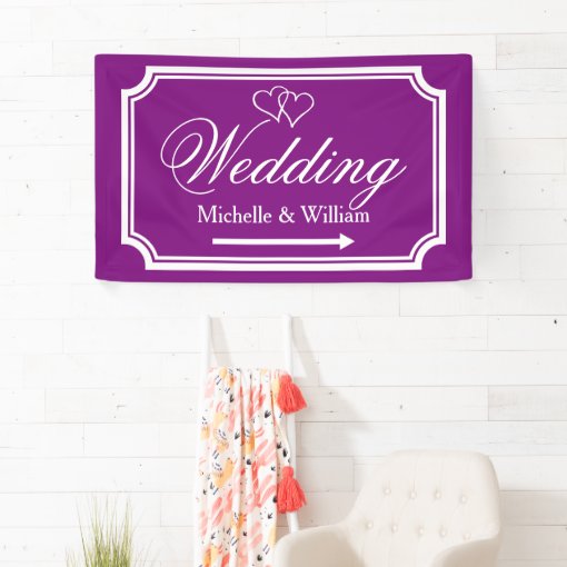 Custom wedding reception direction banner signs | Zazzle