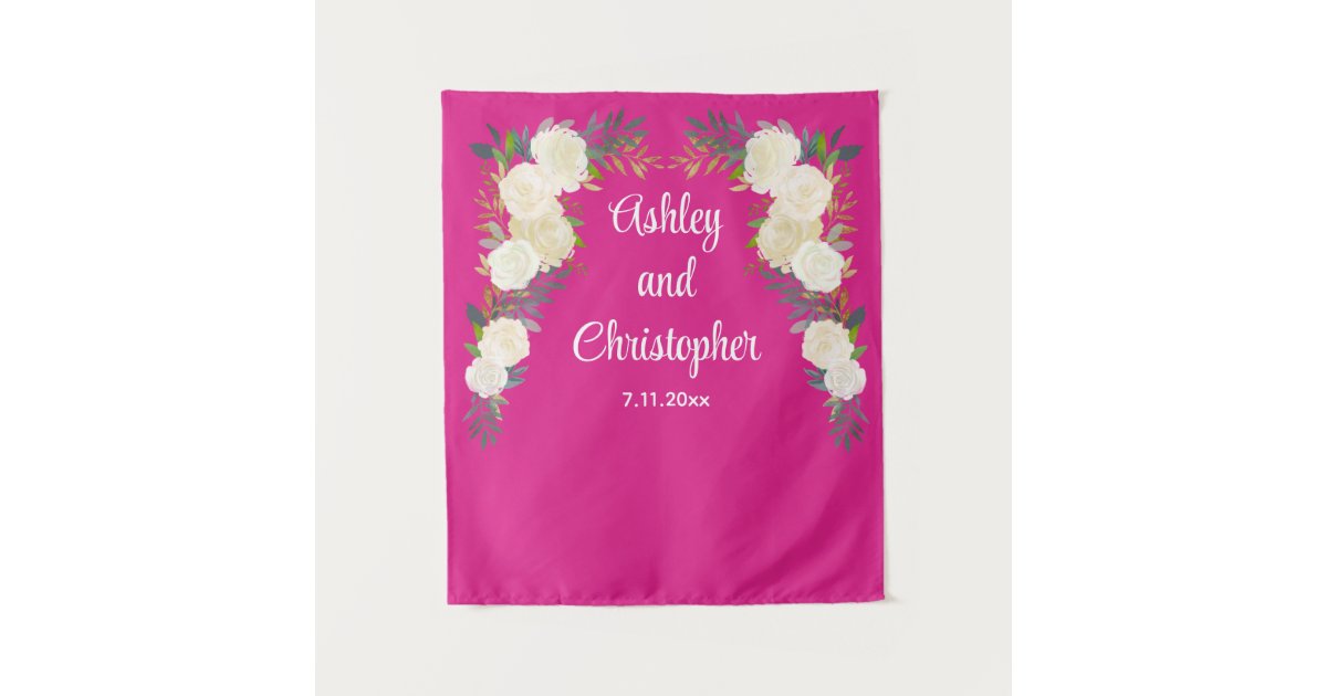 Custom Wedding Reception Prop Personalized Floral Tapestry | Zazzle