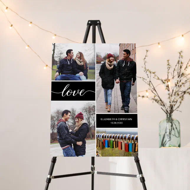 Custom Wedding Welcome Sign Love Photo Collage | Zazzle