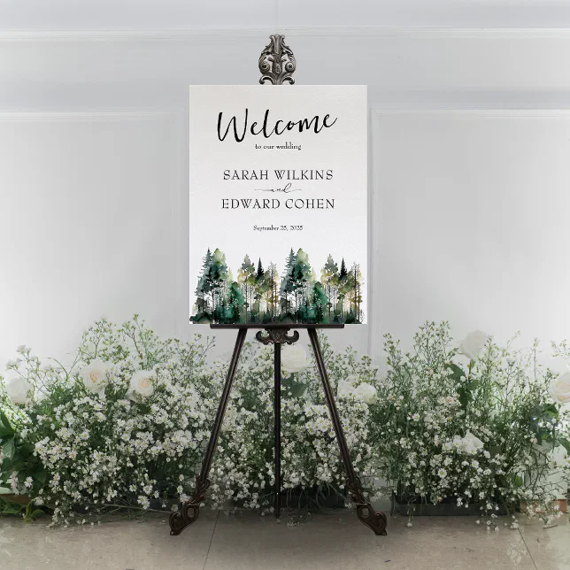 Custom Wedding Welcome Sign Rustic Forest | Zazzle