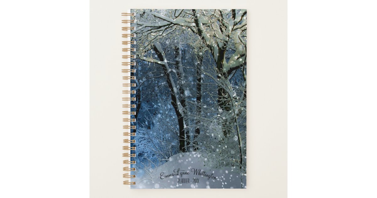 Custom Weekly, Monthly Snowy Winter Sun Sparkle Planner | Zazzle