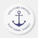 Custom Welcome Aboard nautical anchor blue white Magnet | Zazzle