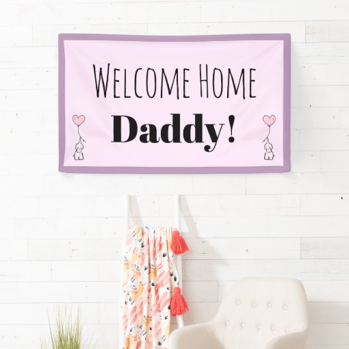 Custom Welcome Home Pink Cute Personalized Banner | Zazzle