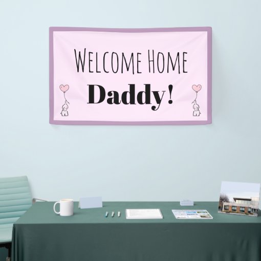 Custom Welcome Home Pink Cute Personalized Banner | Zazzle