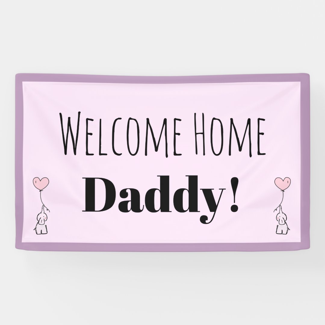 Custom Welcome Home Pink Cute Personalized Banner | Zazzle