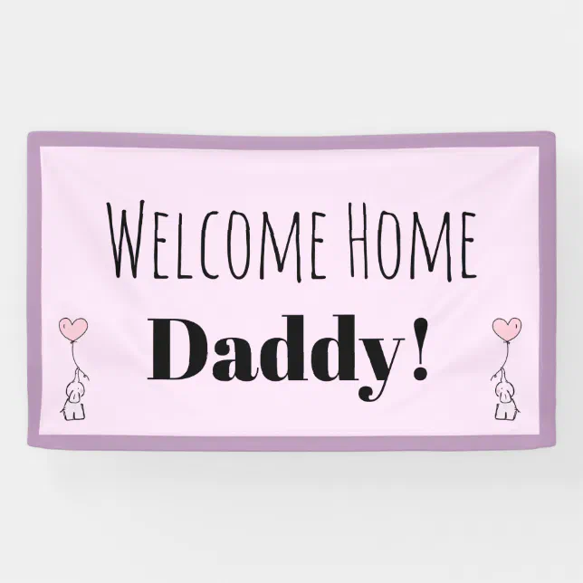 Custom Welcome Home Pink Cute Personalized Banner | Zazzle