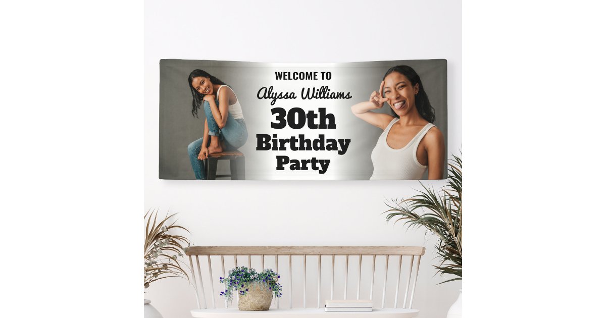 Custom Welcome Sign 30th Birthday Photo Banner | Zazzle